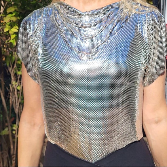 Whiting & Davis | Tops | Whiting Davis Silver Metal Mesh Top Chainmail ...